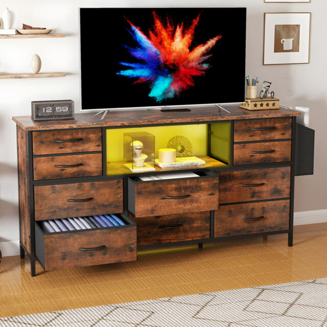 "8-drawer Led Tv Stand Cabinet Unit For Tvs Up To 65""" by Wayfair ...