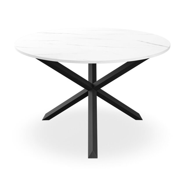 Davasher Round Dining Table White Marble Effect Table Top w Legs by ...