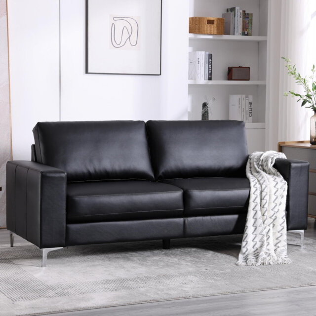 203 cm Modern And Comfortable Fixed Premium Faux Leather Three-Seater ...