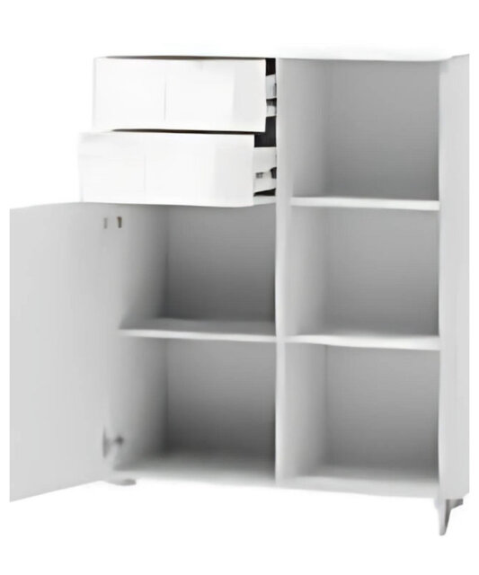 Arctic Elegance White High Gloss Tall Sideboard Cabinet - 2 Door 2 ...