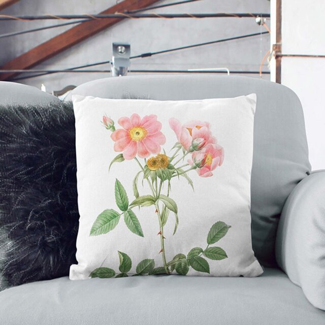 Rose of Lady Monson by Pierre-Joseph Redoute Cushion with Filling by ...