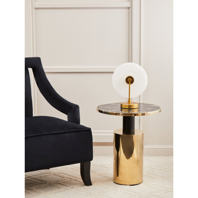 Black Marble Effect Top and Gold Base Side Table by Wayfair | ufurnish.com