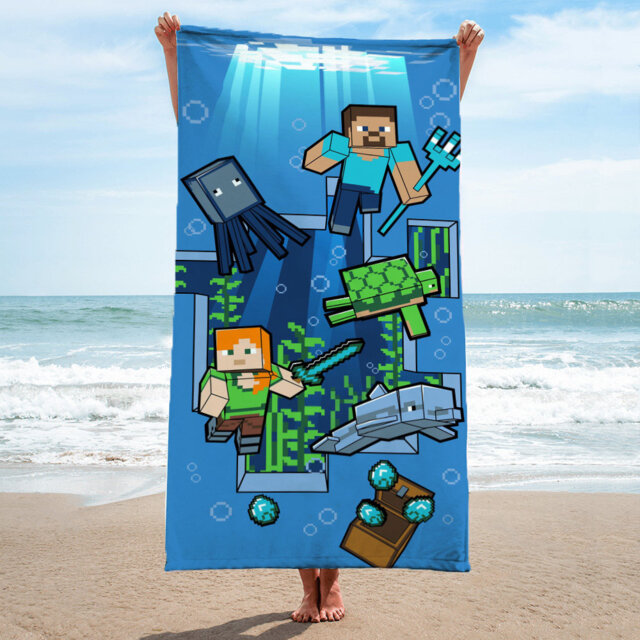 Minecraft Standard Beach Towel Underwater Adventure by Wayfair ...
