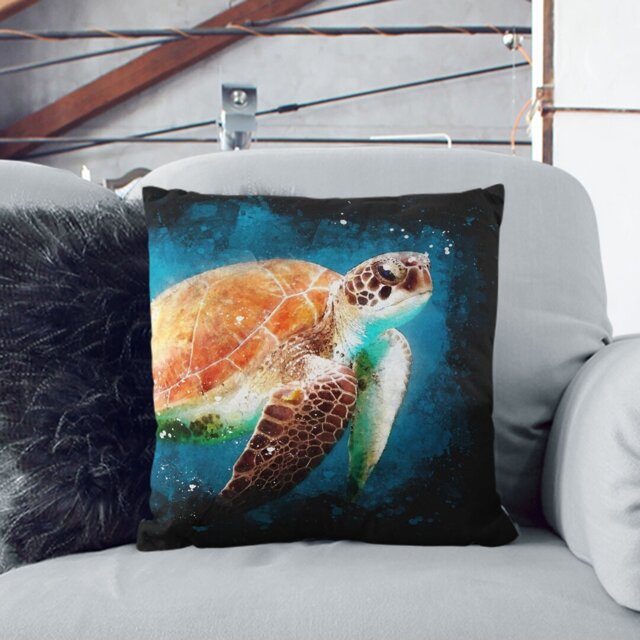 Sea Turtle in the Blue Ocean Cushion with Filling by Wayfair | ufurnish.com