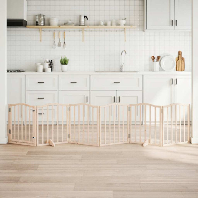 Archie & Oscar Dog Gate With Door Foldable 6 Panels 480 Cm Poplar Wood ...