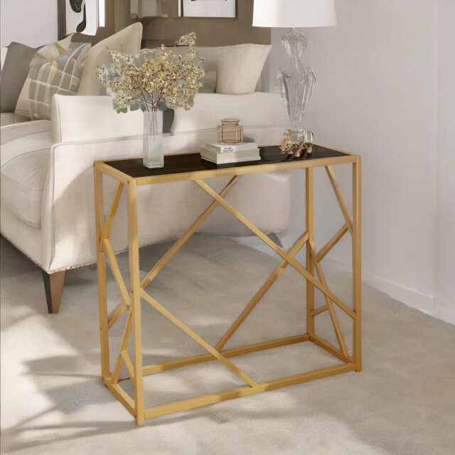 Metal Hallway Console Table With Tempered Glass by Wayfair | uFurnish.com