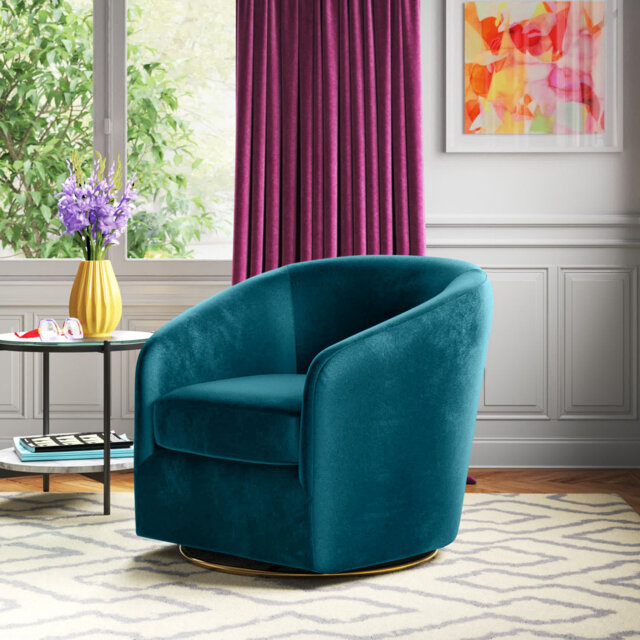 Amarante Contemporary and Classic Velvet Swivel Chair by Wayfair | ufurnish.com