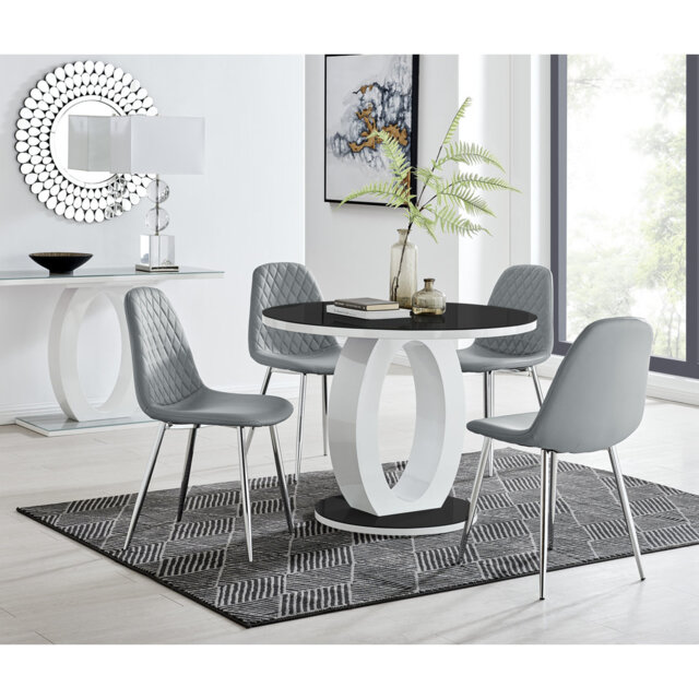 Scottsmoor Modern Halo Seat Round Dining Table Set - 4 Scandi-Style ...