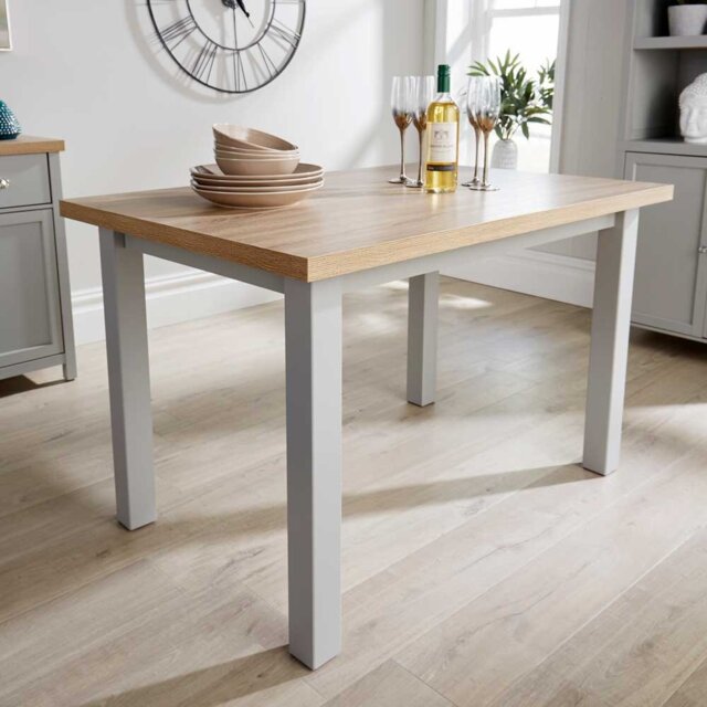 Grey With Oak Top 1.2M Two Tone Wooden Dining Kitchen Table by Wayfair ...