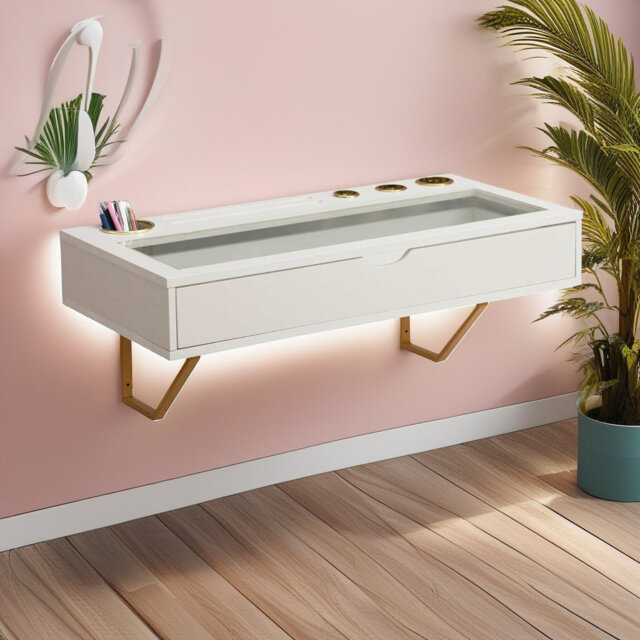 Adrihana Renner 80cm Floating Dressing Table & Wall-Mounted Desk with ...