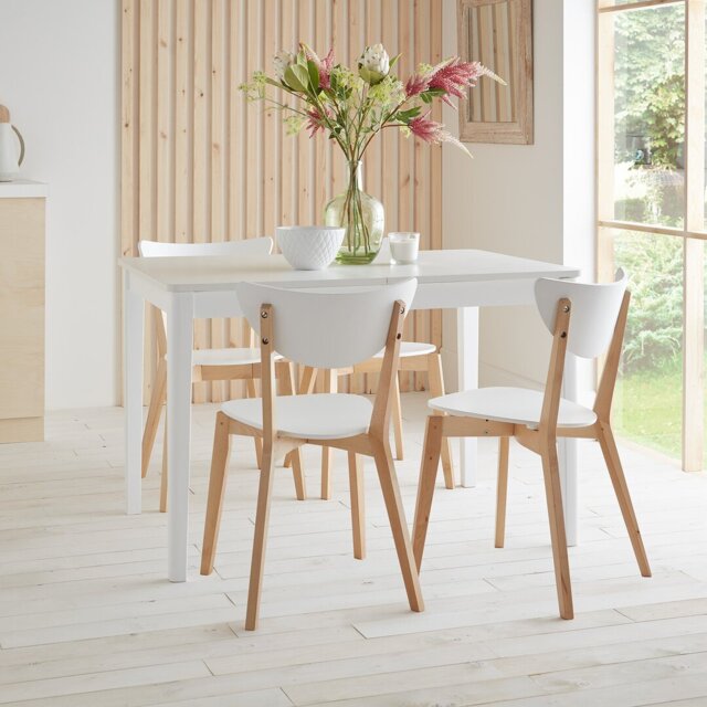 Oke Paul 4 Seat Extending Dining Table White & 4 Chairs by Wayfair ...