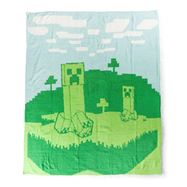 Minecraft Creeper Fluffy Throw Blanket - 127 x 152 cm Fuzzy Knit, Cosy ...