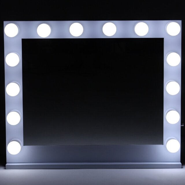 Dashel Lighted Metal Framed Freestanding Makeup Mirror in White by Wayfair | ufurnish.com