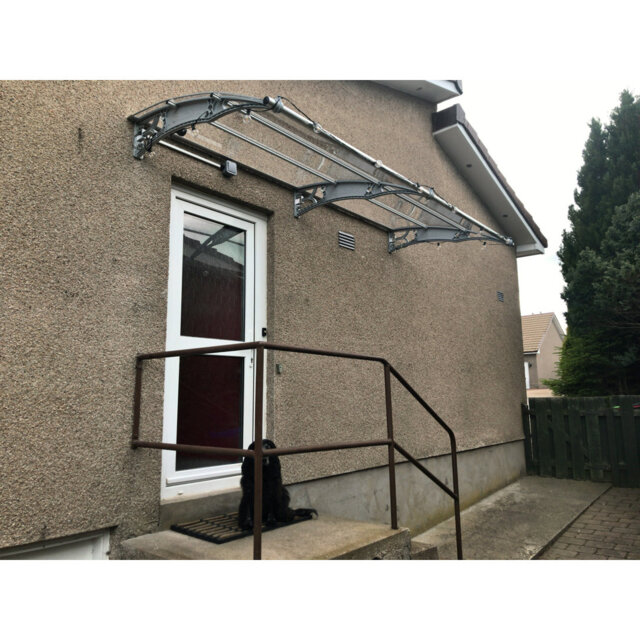 CANOFIX 2.5m Width x 1.27m Depth Door Canopy Grey-Bracket Clear-Sheet ...