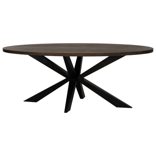 Mondul OVAL DINING TABLE WITH SWISS CHANDELIER LEG IN DARK WALNUT MANGO ...