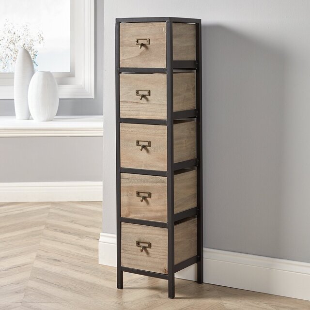 Stclair Fully Assembled Wooden 5 Drawer Narrow Chest Storage Unit by ...