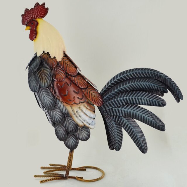 Rupert Rooster Metal Cockerel Bird Sculpture Garden Statue by Wayfair ...