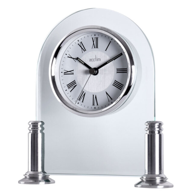 Acctim Bewdley Mantel Clock Quartz Polished Metal & Glass Luminous ...