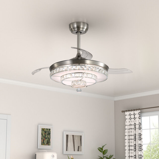 Acrylic Ceiling Fan Light with Retracted Blades by Wayfair | ufurnish.com