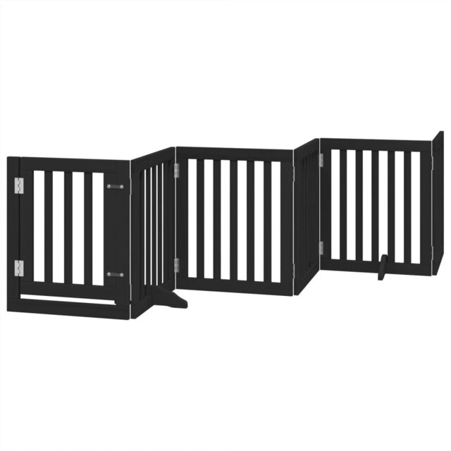 Archie & Oscar Dog Gate With Door Foldable 12 Panels Brown 600 Cm ...