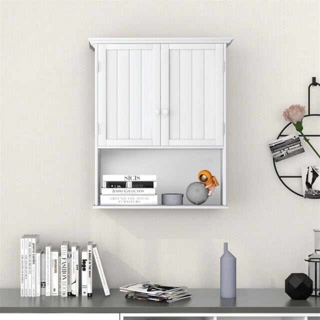 Bathroom Wall Cabinet, Wooden Wall Mounted Storage Cupboard With ...