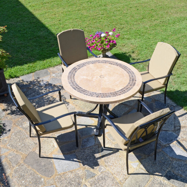 Vermont Stone Dining Table with 4 ASCOT DELUXE Chairs Garden Set by ...