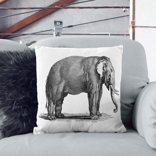 Elephant in Black and White by George Shaw Cushion with Filling by ...