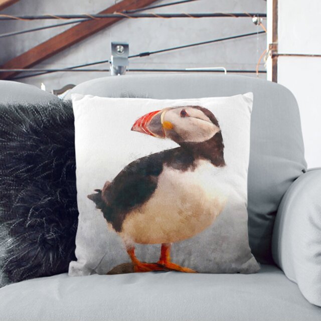 An Atlantic Puffin Painting Cushion with Filling by Wayfair | ufurnish.com