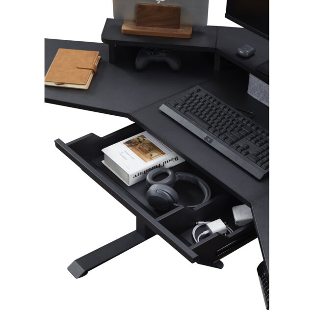 Adjustable Corner Standing Desk with Drawer, Monitor Stand, USB Hub ...