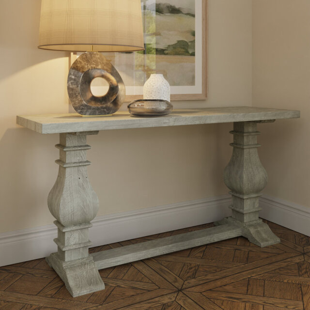 Alivia 140Cm Solid Wood Console Table - Distressed Reclaimed Limewashed ...
