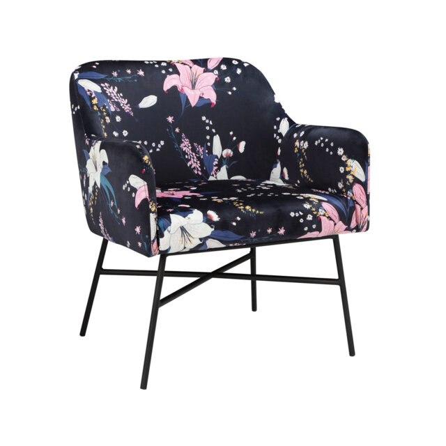 Upholstered Accent Chair in Velvet Blue Floral by Wayfair | ufurnish.com