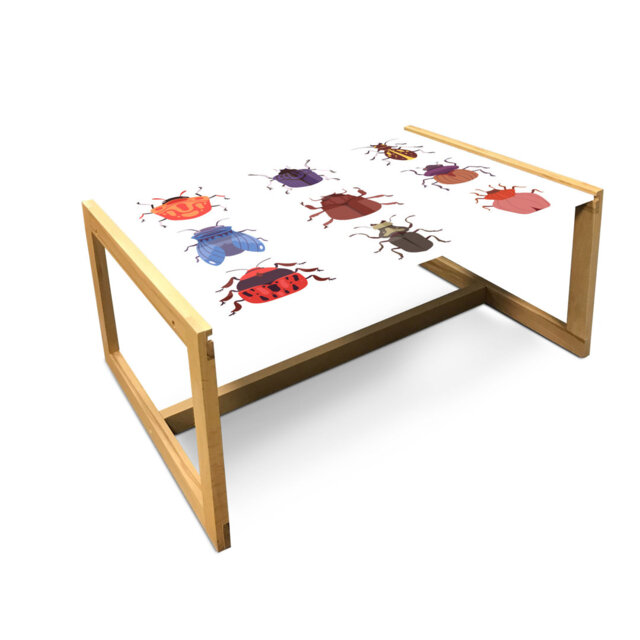 Insects Coffee Table, Bug Fauna Illustration Various Creeping Species ...