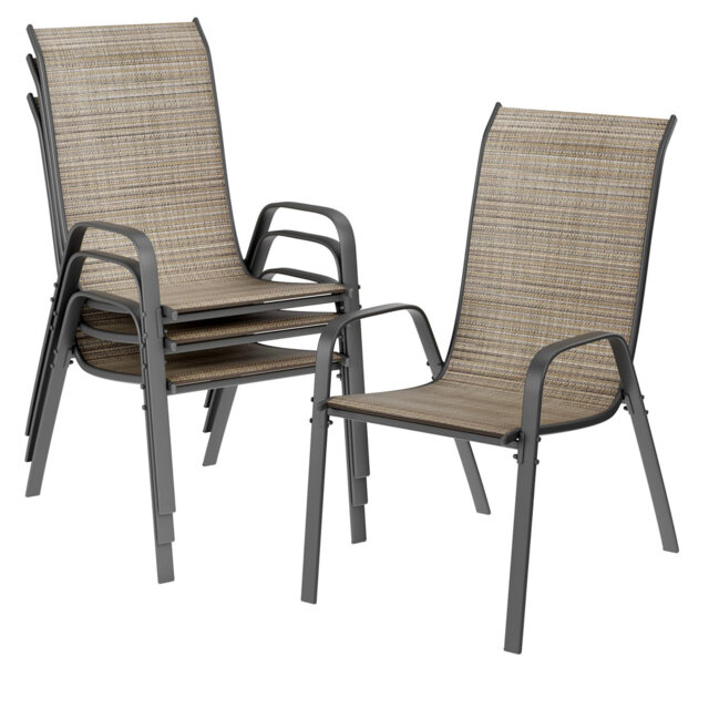 Garden Chairs, Stackable Camping Chair, High-Backed Patio Chair ...