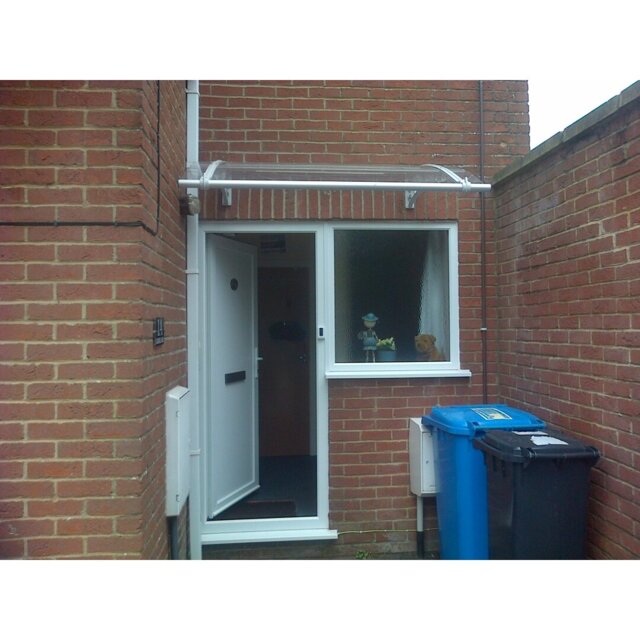 Mesick 1m Width x 0.65m Depth Door Canopy Grey-Bracket Clear-Sheet by ...