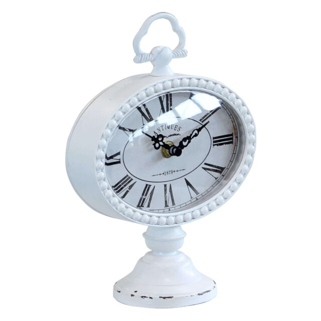 Analog Metal Electric Alarm Tabletop Clock in White by Wayfair ...
