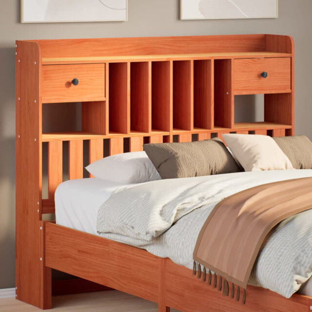 Headboard with storage space in wax brown 140cm solid pine wood by ...