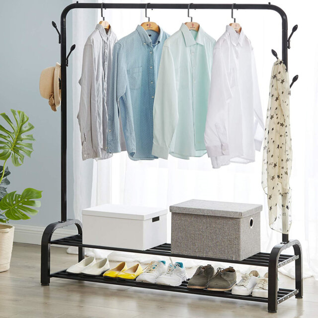 Heavy Duty Metal Clothes Hanging Rail Clothes Rails 8 Hook Clothing ...
