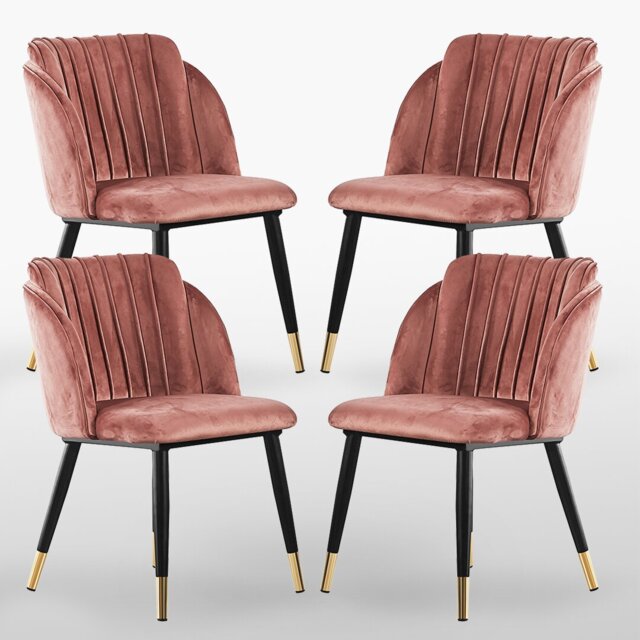 Inola Upholstered Velvet Dining Chairs - Ergonomic Soft Back with Metal ...
