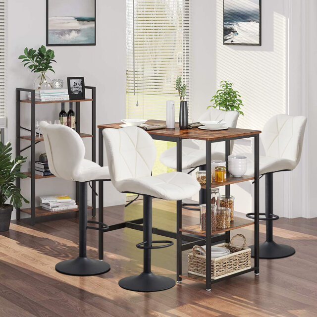 2 X Bar Stools, Velvet Height Adjustable Breakfast Barstools With ...