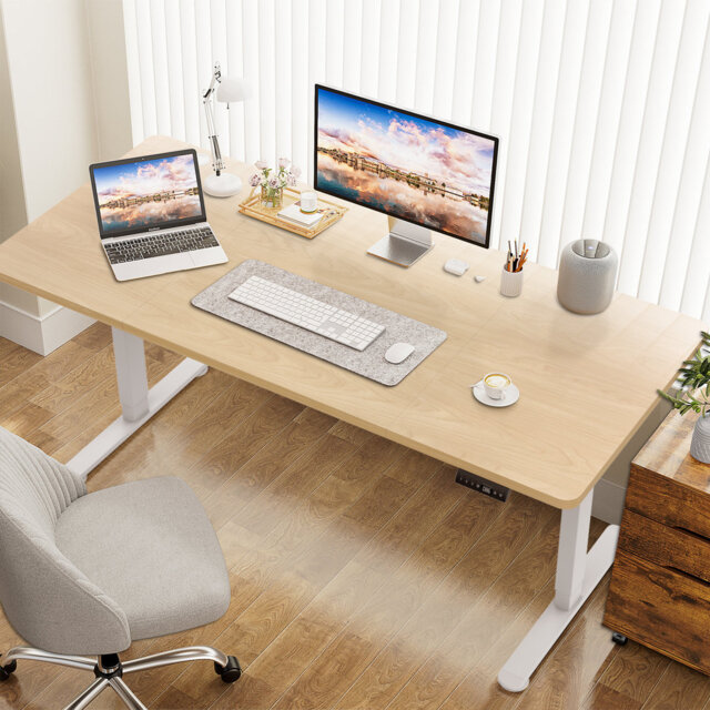 Height Adjustable T-Shaped Computer Desk Electric Standing Desk with ...