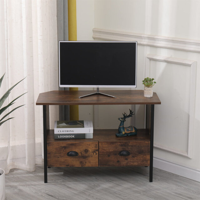 Retro Industrial Style Corner TV Units Wooden And Metal Legs TV Stand ...
