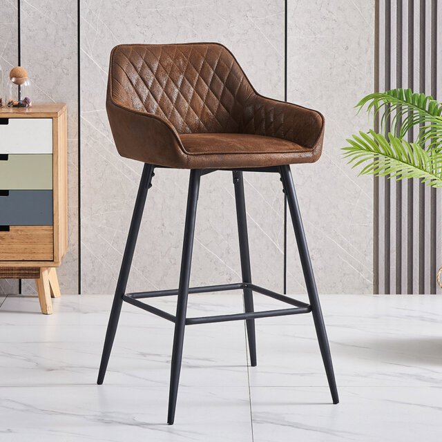 Rossa 67cm Vintage Suede Bar Stool with Arm by Wayfair | ufurnish.com