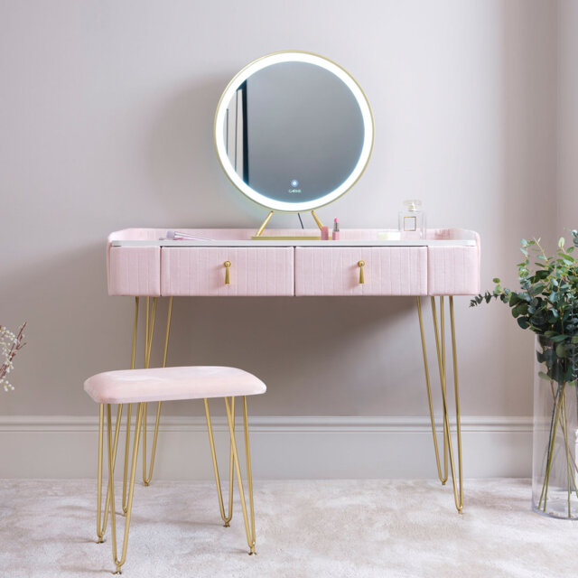 Velvet Dressing Table Set In Dove Grey by Wayfair | ufurnish.com