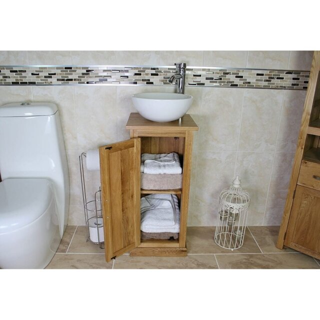 Courson Compact Solid Oak 350mm Free-Standing Vanity Unit by Wayfair ...
