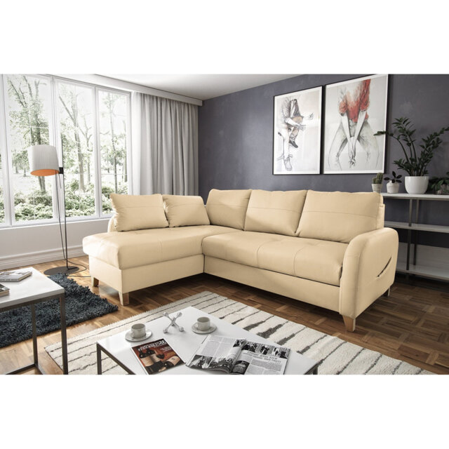 Roger Leather Corner Sofa by Wayfair | ufurnish.com