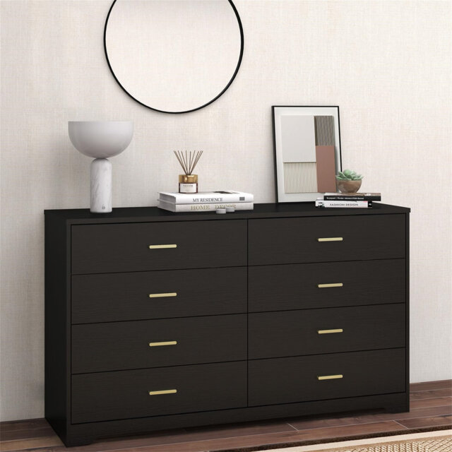 Modern 8 Drawer Sideboard, Wooden Wide Drawer Chest, Large Size Storage ...