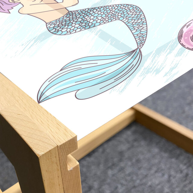 Mermaid Coffee Table, Cartoon Of Underwater Couple With Fish Tails ...