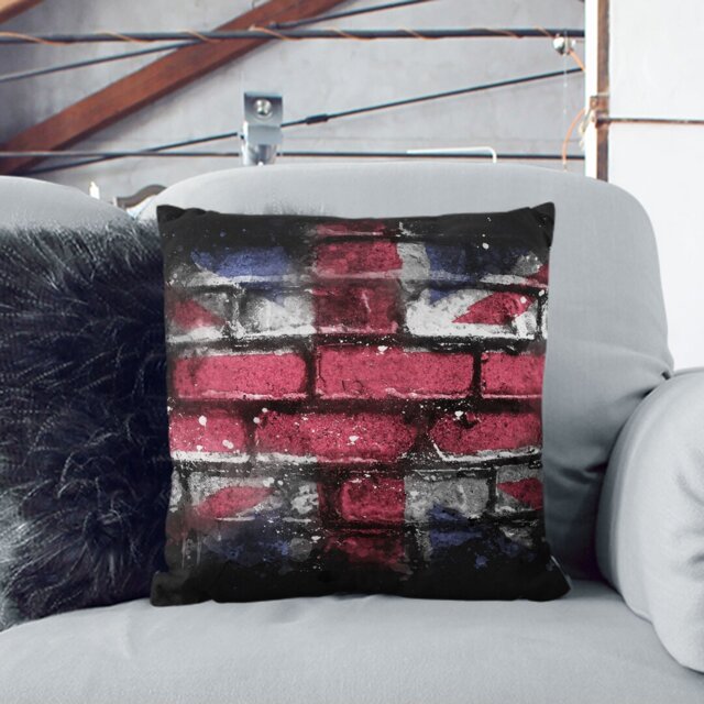 Solid/*Union Jack Brick Wall Graffiti Cushion with Filling by Wayfair ...