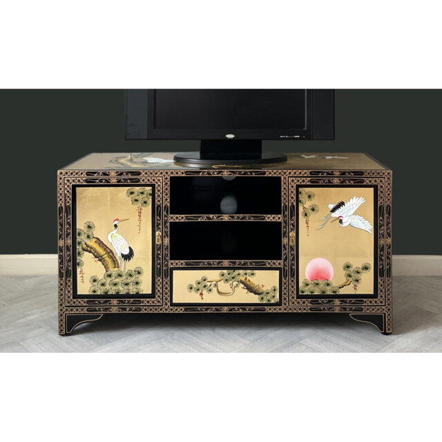 "Delaryd Gold Leaf Hand Painted TV Cabinet Media Stand for TVs up to 55 ...