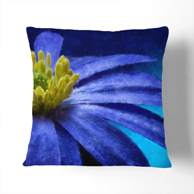 Blue Flower Painting Scatter Cushion with Filling by Wayfair | uFurnish.com